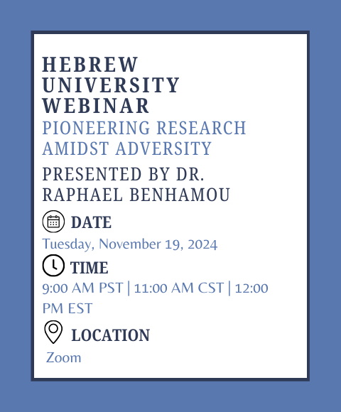 HU/Yissum Webinar: Pioneering RNA Research Amidst Adversity Presented ...